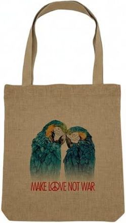 Fabulous Sac Shopping Tote Bag Aspect Lin - Make Love Not War Perroquet Collage Vintage Illustration Art Animal Oiseau Hippie - Sac de Courses Toile Epaisse 36