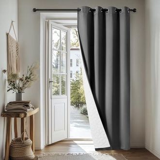 Deconovo Lot de 1 Rideau occultant, Opaque, avec Volants, Thermique, pour Chambre &agrave; Coucher, Salon, Isolation Thermique Dos Blanc, 140L X 240H cm (1 Panneaux) 