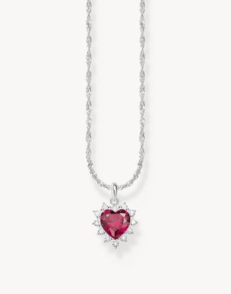 Thomas Sabo Collier cha&icirc;ne fa&ccedil;on corde &agrave; pendentif coeur - Argent&eacute;, blanc et rouge