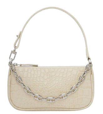 by FAR Cream Croc Embossed Leather Mini Rachel Bag Size XS