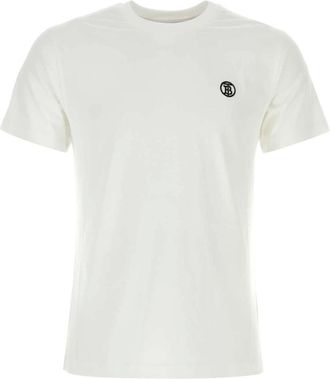 Burberry Homme, Tops, Blanc, Taille: 2XL T-shirt en coton