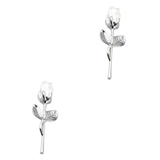 Pretyzoom 2st&uuml;cke Kunstvolle Kristallrose Mit Silbernem Griff Tischdekoration F&uuml;r Zuhause Und B&uuml;ro F&uuml;r Valentinstag Und Besondere Anl&auml;sse