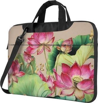 Generic Sacoche pour ordinateur portable de 15,6 avec bandouli&egrave;re - Motif lotus aquarelle - Housse de protection antichoc pour ordinateur portable de 15,6 - P