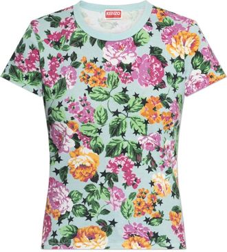 Kenzo Femme, Tops, Bleu, Taille: 36 FR T-shirt &agrave; motif floral