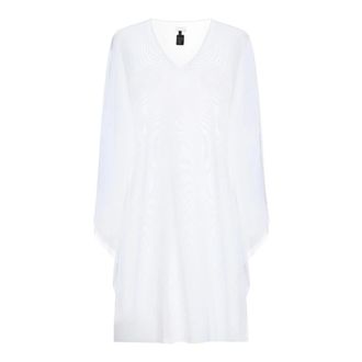 Fisico Femme, Maillots de bain, Blanc, Taille: 38 FR Kaftan de plage court en tulle stretch
