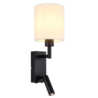 Globo Lighting Applique murale Lampe de lecture noir mat textile blanc LED Spot H 45,5 cm