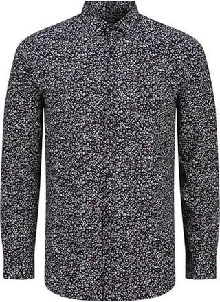 Jack & Jones Jprblablackpool Print L/S Shirt Sn, Bleu Nuit, M Hommes