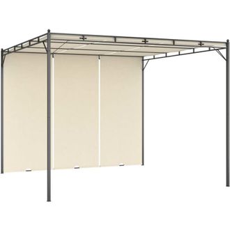 vidaXL Vidaxl - Belv&eacute;d&egrave;re de jardin avec rideau lat&eacute;ral 3x3x2,25 m Cr&egrave;me