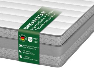Dreamstar Comfort Taschenfederkernmatratze I ergonomische 7-Zonen Tonnentaschenfederkernmatratze I H&ouml;he 18 cm I H&auml;rtegrad 3 (H3) I 140 x 200 cm