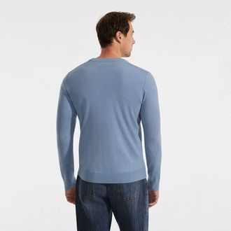 Lands End Merino-Rundhalspullover, Herren, Gr&ouml;&szlig;e:44-46 regular, Blau, by Lands End