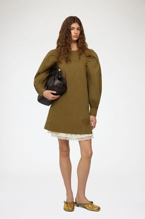 Ganni gr&uuml;n Kleid aus gr&uuml;ner Baumwolle Bio-Baumwolle - Gr&ouml;&szlig;e 32