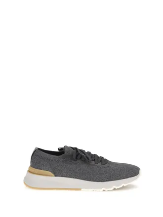 Brunello Cucinelli Mens Sneakers Cotton Upper Winter-Slate-Light Grey-Panama-Amber Trainers Winter/slate/light Grey/panama/amber
