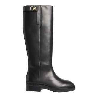 Calvin Klein Femme, Chaussures, Noir, Taille: 36 EU Botte genouill&egrave;re &agrave; semelle en caoutchouc W Hw