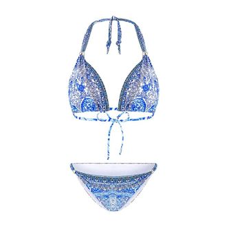 Camilla Das Bosphorous Ball Trim Triangle Bikini Set Mit Dickem Nackenband - - Swimwear - Damen - Blau - S