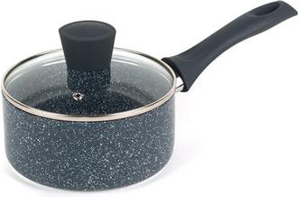 Russell Hobbs RH00844EU Nightfall Stone 16cm Casserole Antiadhésive avec Couvercle en Verre Trempé et évent de vapeur, Casseroles à Soup en Aluminium Pressé, Sans P