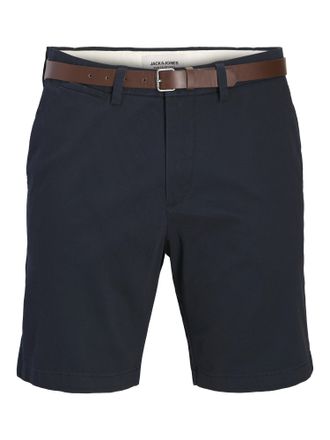 Jack & Jones Plus Size Chinoshorts JPSTADAM BELTED CHINO SHORTS PLS, Herren, Gr. 42 (4XL), N-Gr, schwarz navy, Web, Obermaterial: 98% Baumwolle, 2% Elasthan, JACK & JONES PL