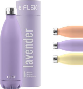 FLSK Trinkflasche - Premium Edelstahl Thermosflasche - 100 % auslaufsicher & kohlens&auml;uregeeignet - h&auml;lt 24 h kalt & 18 h hei&szlig; - BPA-frei (lavender, 1000 ml