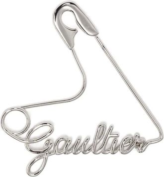 Jean Paul Gaultier Femme, Accessoires, Gris, Taille: ONE Size Heart Safety Pin Earrings