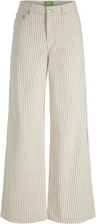 Jack & Jones Damen Jxmaddy Tokyo Mw Pant PNT Hose, Blanc de Blanc/Stripes:Black Pinstripe, L