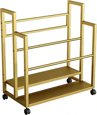 Generic Aufbewahrungsregal for Yogamatten Heimfitnessstudio-Regal mit Rollen Gro&szlig;es Ablagefach for Yogabl&ouml;cke Einfache Montage Platzsparend(Gold - Two Layers,