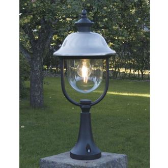 Konstsmide led Sockelleuchte Laterne außen im Landhausstil, Schwarz-Silber, Höhe 54cm