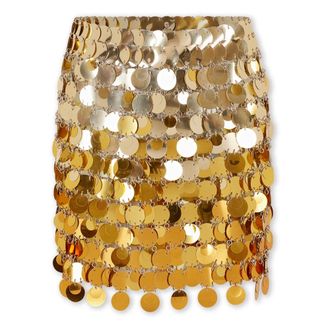 Paco Rabanne Femme, Jupes, Jaune, Taille: 36 FR Jupe Mini Disque Dor&eacute; &agrave; Effet D&eacute;grad&eacute;