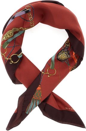 Etro Paisley Silk Scarf - Red