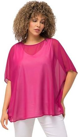 Ulla Popken Chemisier en Mousseline de Soie Caraco, Rose Fuchsia, 28-34 Femmes