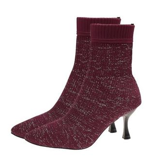 Generic Bottines Chelsea en tricot extensible &agrave; bout pointu confortables et respirantes pour femme - Pour lautomne et lhiver, bordeaux, 37.5 EU