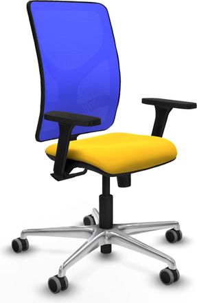 Piqueras y Crespo PC-Stuhl aus blauem Netzstoff, mit 3D-Armlehnen, h&ouml;henverstellbare Lendenwirbelst&uuml;tze, ausgestattet mit 3 Positionen und Schneideschaum, mit Rollen vo