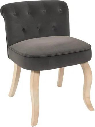 Altobuy NORA - Fauteuil Avec Dossier Capitonn&eacute; Velours Anthracite