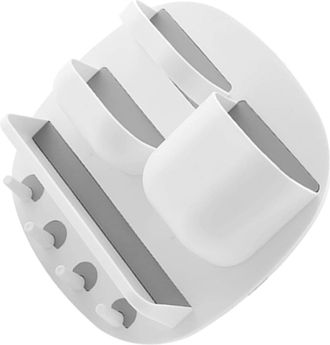 Angoily Wandmontierter Badezimmerregal Organizer Mit DREI F&auml;chern Einer Ablage Und Vier Haken F&uuml;r Ordnung Bei Badutensilien Aus Robustem Kunststoff Platzspare