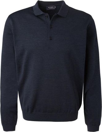 Maerz MAERZ Muenchen Herren Pullover blau Merinowolle unifarben