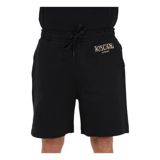 Moschino Schwarze Shorts mit gepunktetem Logo-Print - - Shorts - Herren - Schwarzk - S