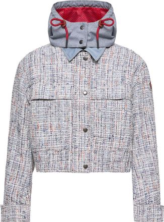 Moncler Moncler Termez Hooded Tweed Jacket, Women, Blue, Size: 0