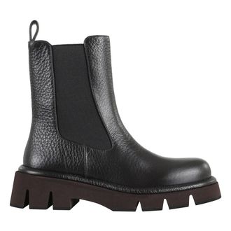 Paloma Barcel&oacute; Schwarzer Geh&auml;mmerter Lederstiefel - - Shoes - Damen - Schwarzk - 40 EU