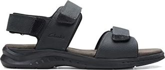 Clarks Homme Hapsford Creek Sandale de pêcheur, Blk Tumbled Lea, 42 EU