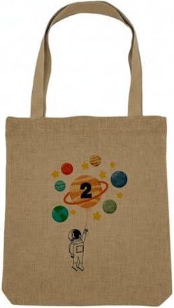 Fabulous Sac Shopping Tote Bag Aspect Lin - Astronaute 2 ans Celebration Celebration Anniversaire Espace Planete Galaxie - Sac de Courses Toile Epaisse 360g Be