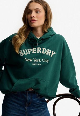 Superdry Kapuzensweatshirt Luxe Casual Emb Relaxed Hood Baumwolle, oversize