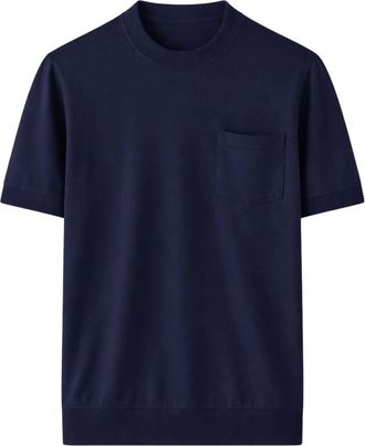 Paolo Pecora Homme, Tops, Bleu, Taille: 2XL T-shirt &agrave; col rond c&ocirc;tel&eacute;
