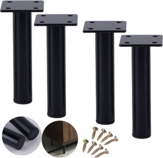 Generic Runde Möbelbeine, Metall dumme Schwarze Tischbeine, Eisen Sofabeine, TV-Schrankbeine, für Sofa Couch Tisch Schrank Kleiderschrank, Verdicken Montagepl