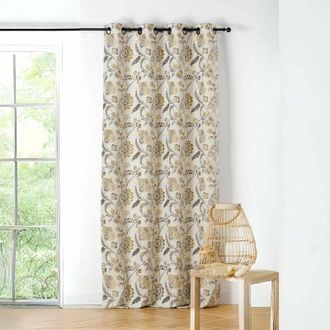 HOME MAISON Homemaison - Rideau tamisant vintage floral Jaune safran 140x240 cm