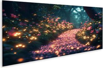 Islandburner Bild auf Leinwand Magischer Leuchtpfad im Märchenwald Bilder Wandbilder Poster