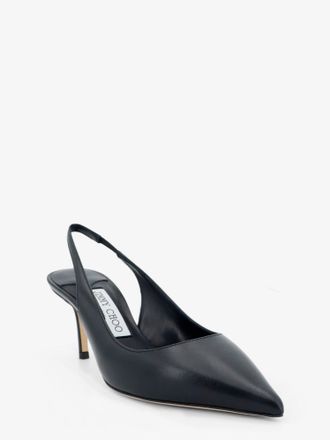 Jimmy Choo London Womens Slingback Pumps Love 65 Leather Black High Heel Shoes