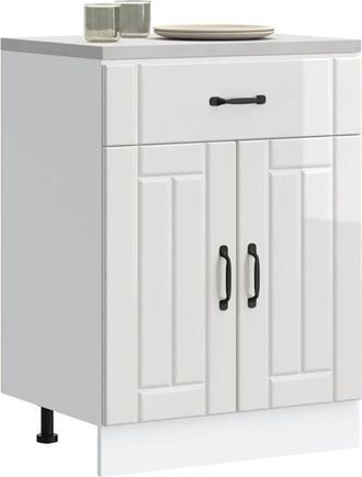 vidaXL Küchen-Unterschrank Lucca Hochglanz-Weiß Holzwerkstoff - Vidaxl