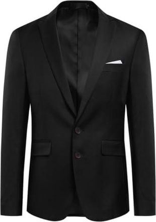 AlltheMen Blazer à Deux Boutons Fendu à larrière Vouleur Unie pour Hommes Veste de Costume daffaires Noir XXL