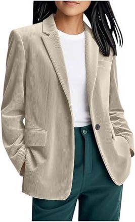 Generic Blazers en velours c&ocirc;tel&eacute; pour femmes, mode, col &agrave; revers avec poche et un bouton, vestes de costume d&eacute;contract&eacute;es &agrave; coupe ample pour le bureau, veste