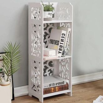 Trade Shop Tablettes De 3 Feuilles Biblioth&egrave;que Avec Motif Floral Sculpt&eacute; Moderne 80x30x222cm
