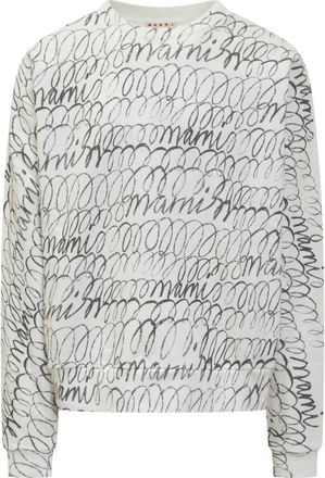 Marni Homme, Sweatshirts et sweats &agrave; capuche, Blanc, Taille: XL SweaT-shirt &agrave; imprim&eacute; gribouillis