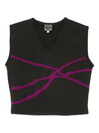 Versace débardeur rayé à col v (années 2000) - Marron